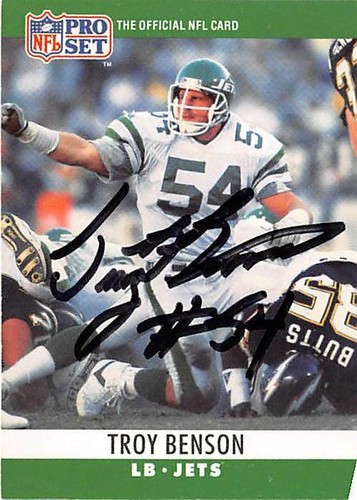 Troy Benson autographed Football Card (New York Jets) 1990 Pro Set #233 ...