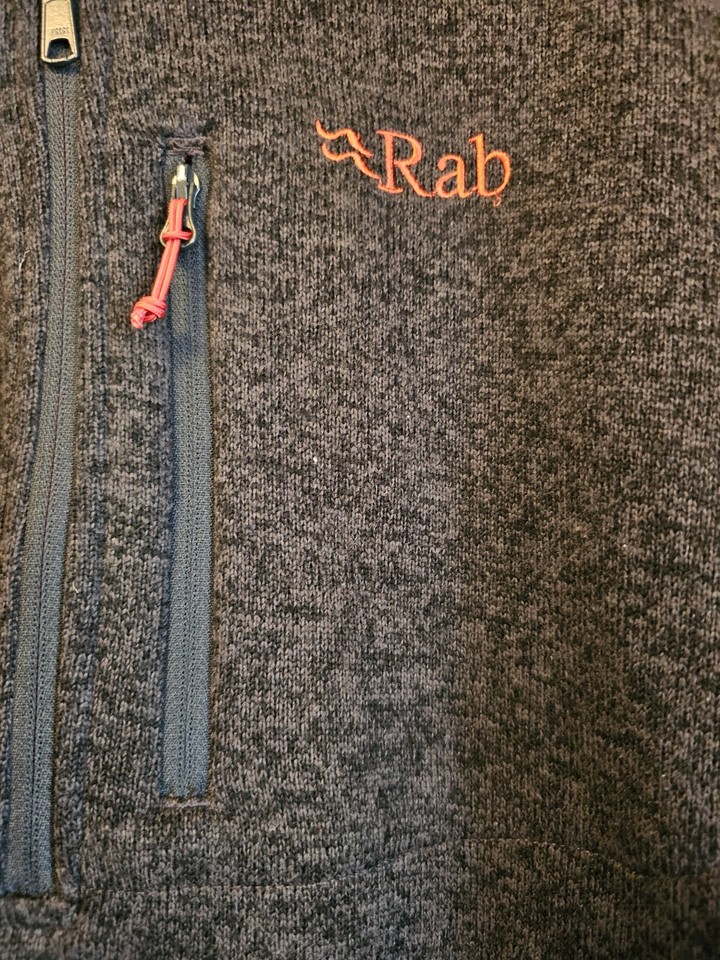 Mens Rab Grey Fleece Size XL with Orange Logo and Zip Detail | eBay UK