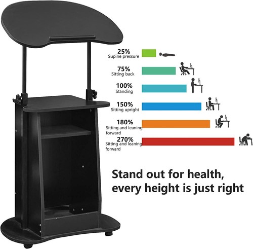 Mobile Laptop Table Height Adjustable Sit Stand Computer Desk ...
