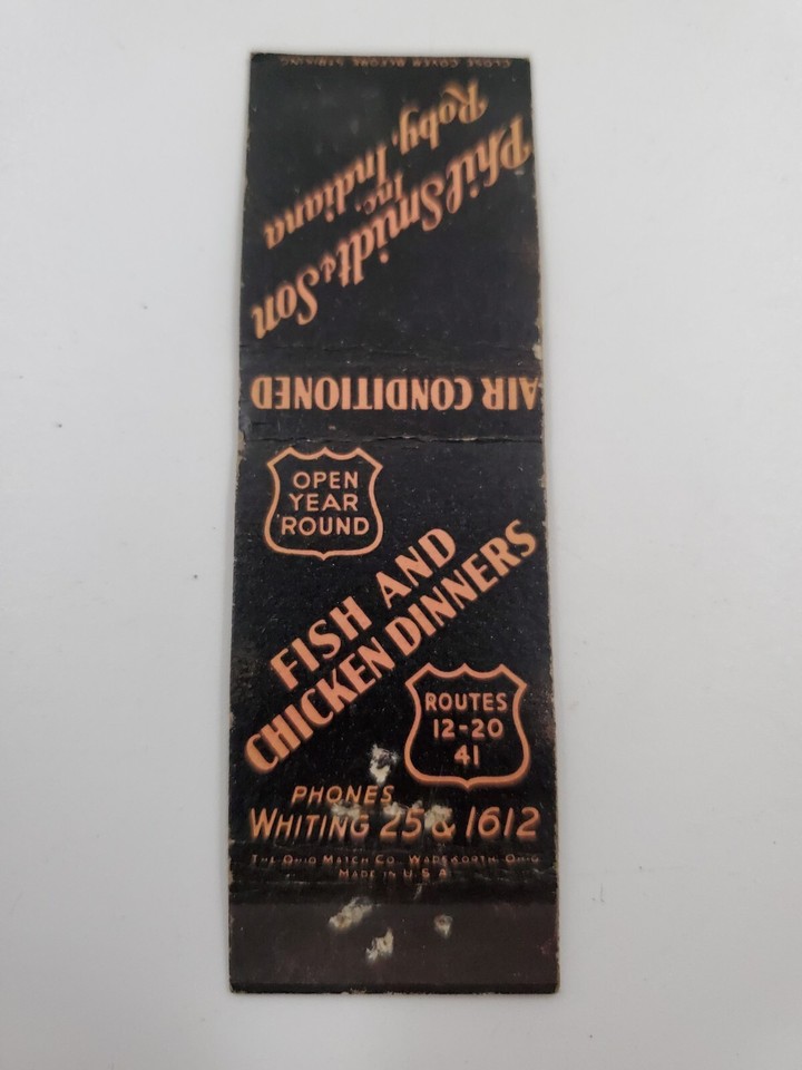 Phil Smidt & Son Inc Chicken Dinners Roby Indiana Midget Matchbook ...