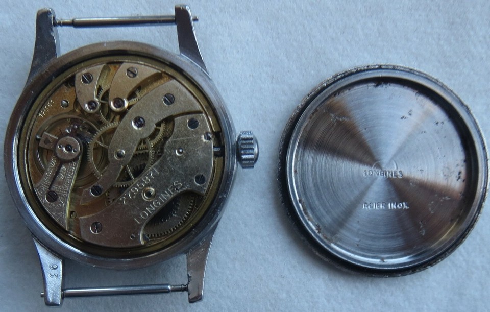 Longines Military wristwatch steel case screw back load manual original ...