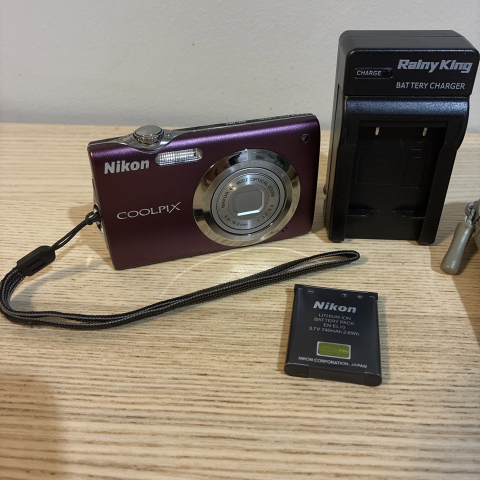 Nikon CoolPix S3000 12MP Digital Camera Plum Purple W/ Battery ...