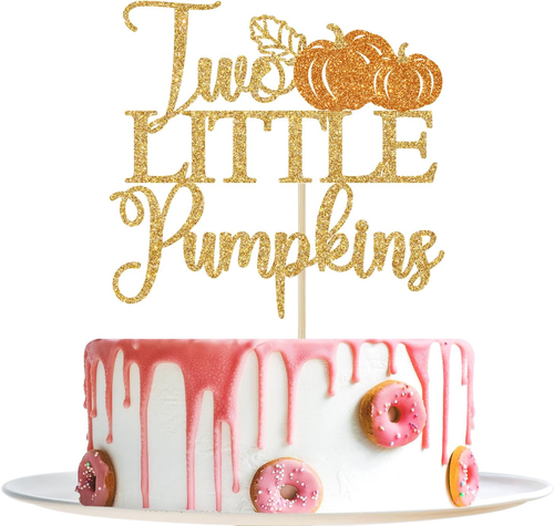 Two Little Pumpkins Cake Topper, Twins Birthday Cake Decor, Boys Girls ...