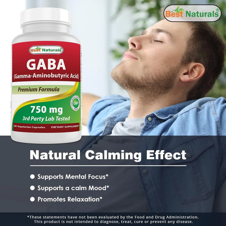 Best Naturals Gaba 750 mg 100 Veggie Caps | eBay
