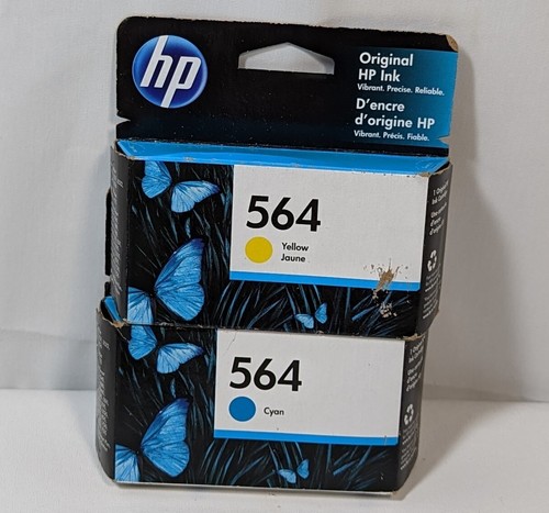 HP 564 Yellow & Cyan Ink DeskJet 3520 3521 3522 3526 OfficeJet 4620 ...