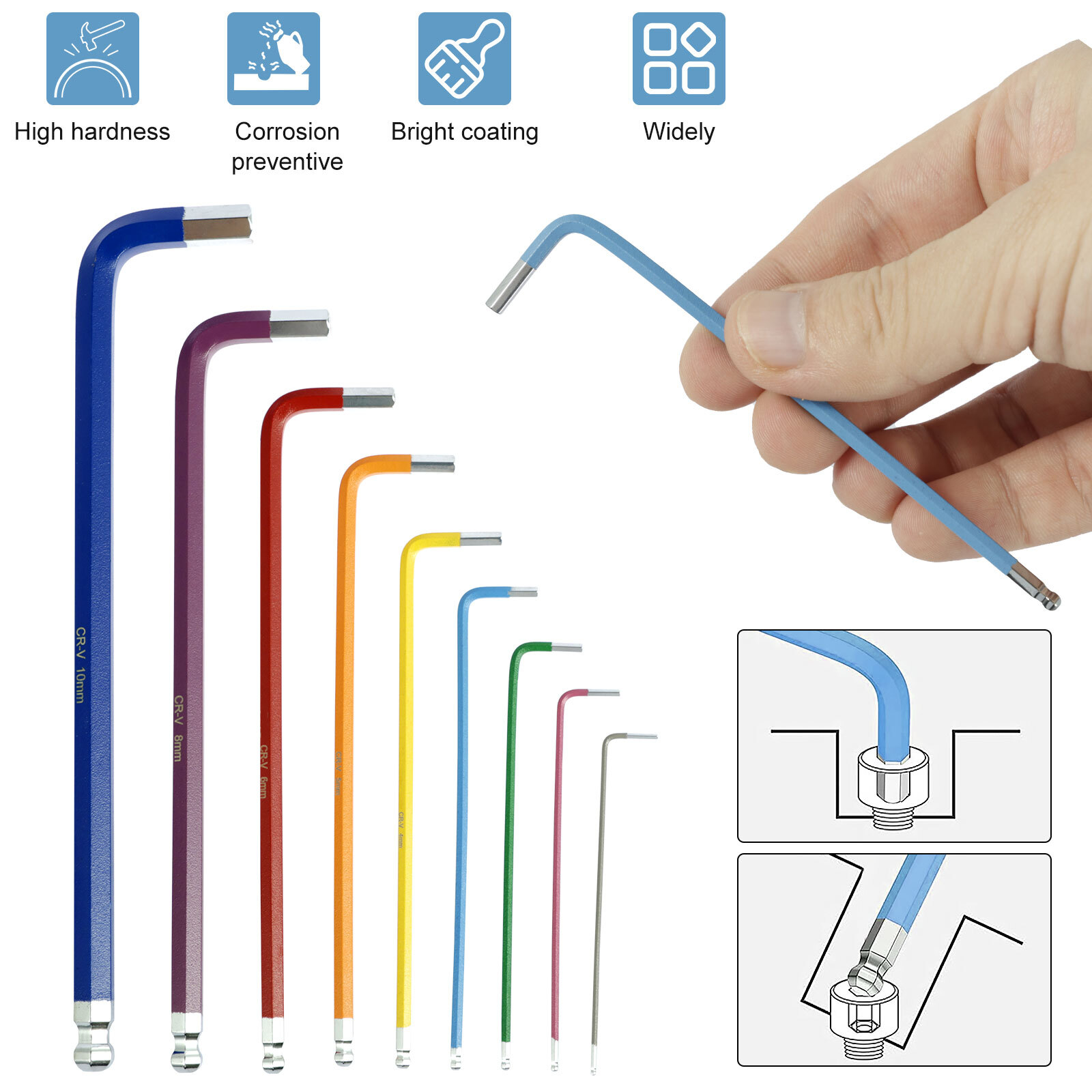 18Pcs Allen Key Set T10-T50 Torx Key Set Sturdy 1.5mm-10mm Metric Ball ...