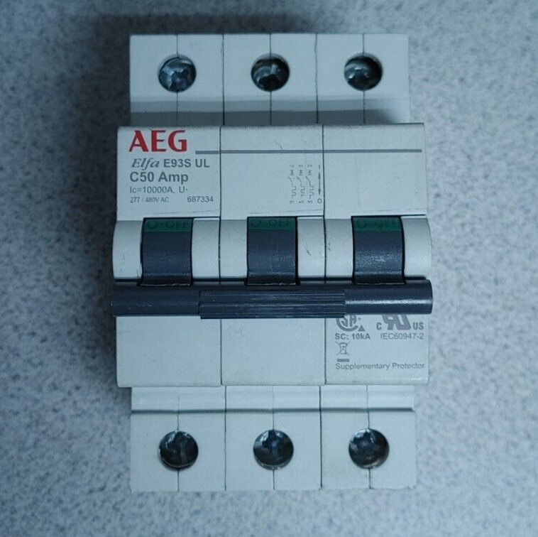 AEG ELFA E90S UL-CSA E93SULC50 CIRCUIT BREAKER 50A 3P 480VAC NEW!! WOW ...