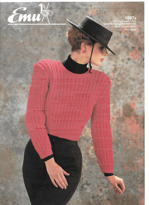 Ladies Knitting Pattern. Emu 1087 - Sweater - DK | eBay UK