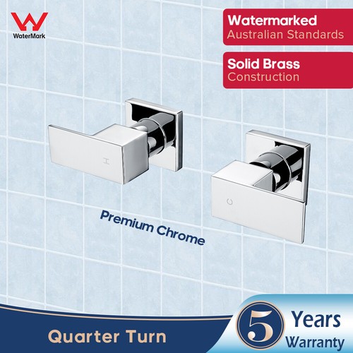Decaura Chrome Brass 1/4 Square Turn Mixer Shower Taps Wall Tapware ...