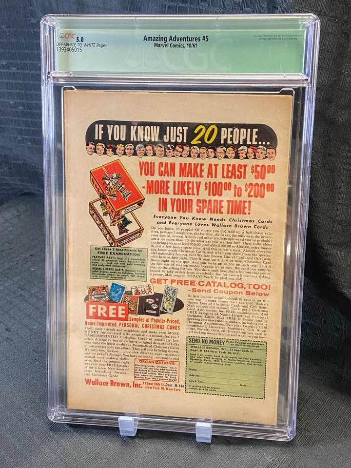 Amazing Adventures #5 CGC 5.0 Stan Lee Jack Kirby 1961 Monsteroso Green ...