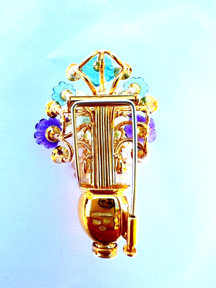 MAGNIFICENT SWISS MADE 18K GOLD DIAMOND AMETHYST CITRINE TOURMALINE ...