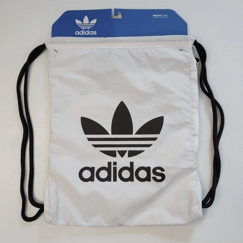 Adidas Trefoil Sack Pak Drawstring Unisex Gym Bag White 3 Stripes Life ...
