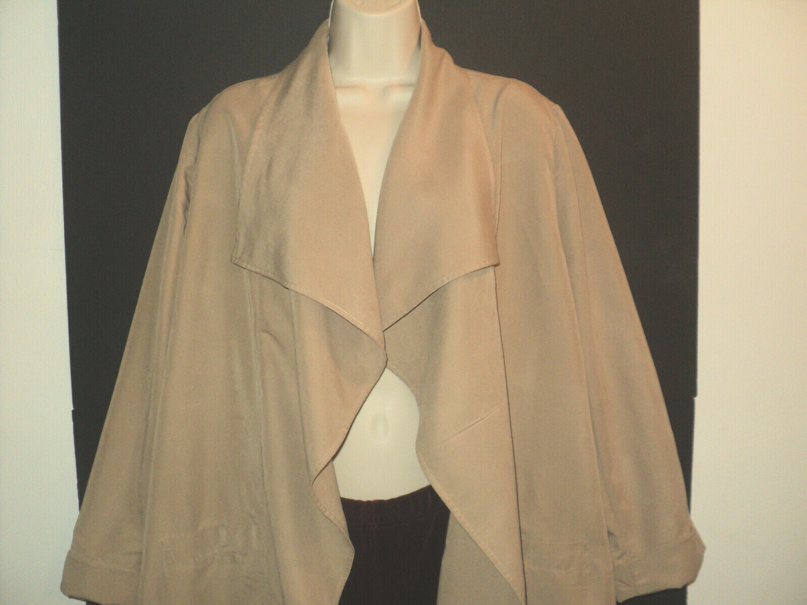 Chico's Size 2 (Large) Jacket Tan Open Front Long Sleeves No Lining ...
