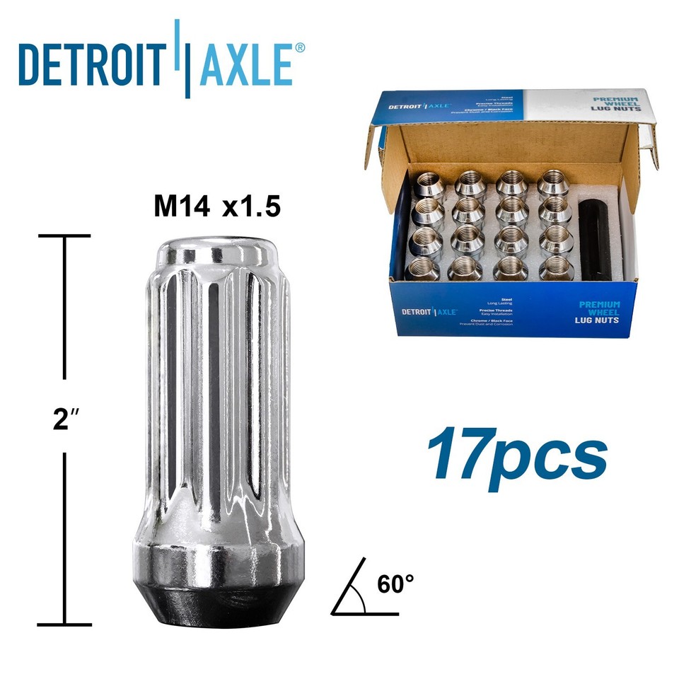 34pc 14x1.5 Chrome Wheel Lug Nuts w/ Keys for Avalanche Suburban Yukon ...