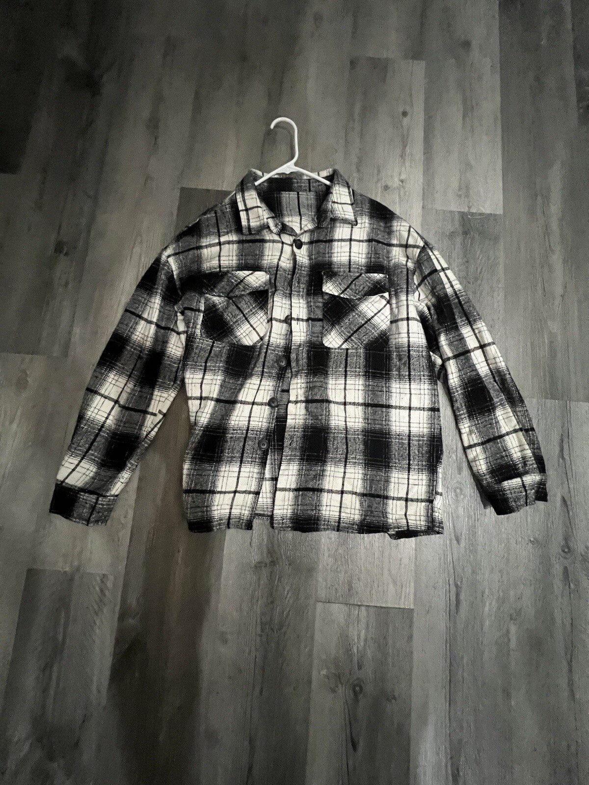 black And White Flannel jacket mens large | eBay