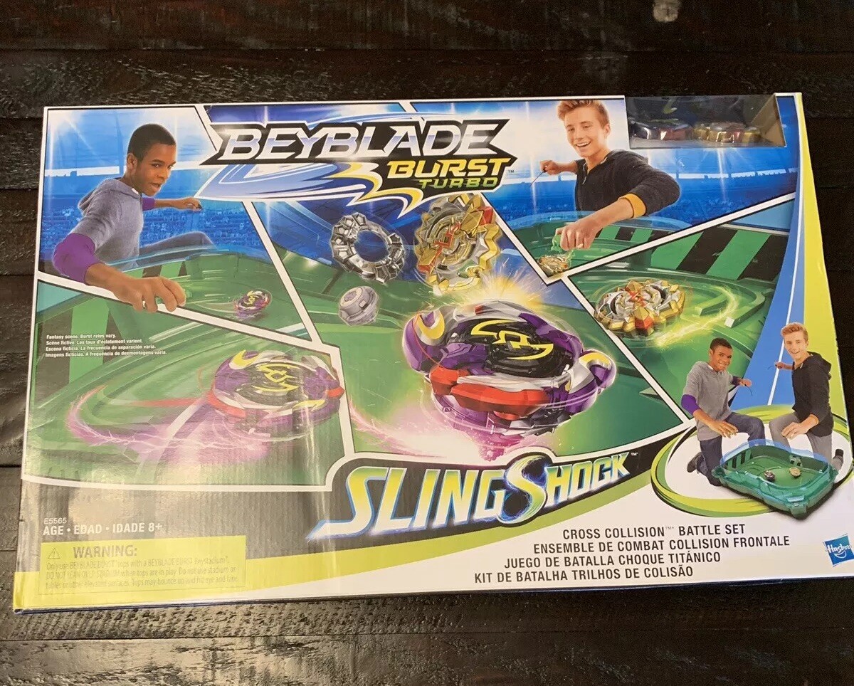 Beyblade Burst Turbo Slingshock Cross Collision Dual Battle Set w ...