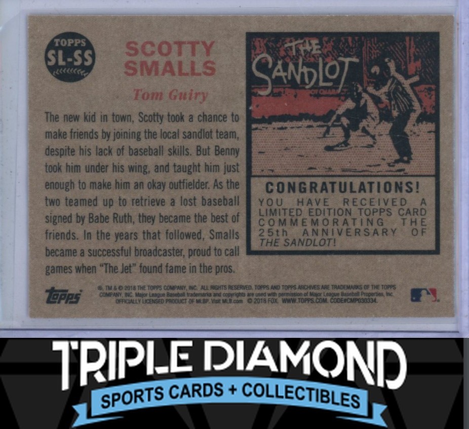 2018 Topps Commemorative 25th Anniversary The Sandlot Scotty Smalls ...