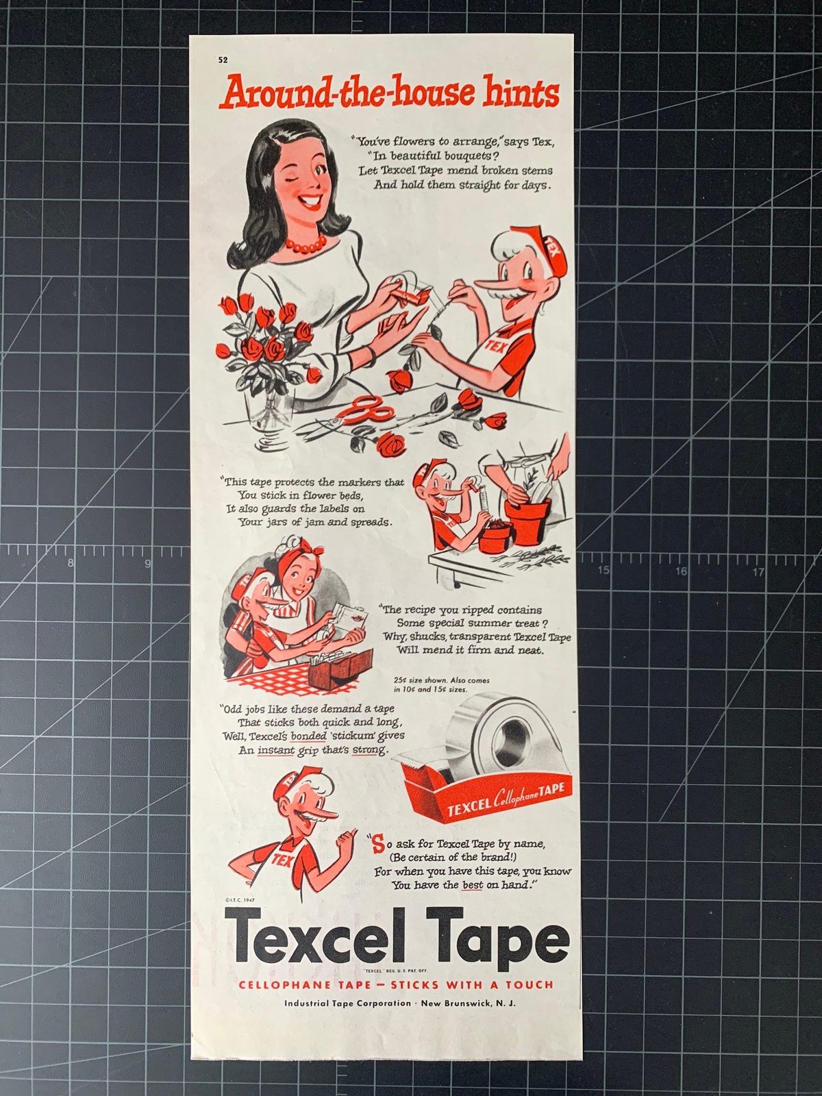 Vintage 1947 Texcel Tape Print Ad | eBay
