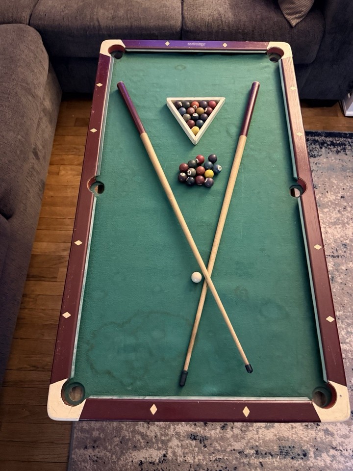 Vintage Burrowes 401 Miniature Pool table w/ 2 sticks, xtra balls ...