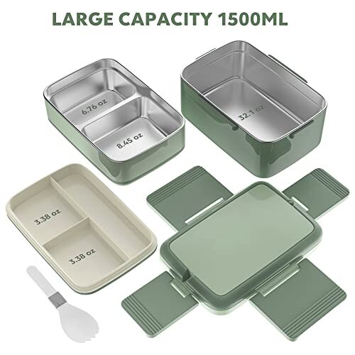 Stainless Steel Bento Box Adult Lunch Box 3 Stackable Bento Lunch ...