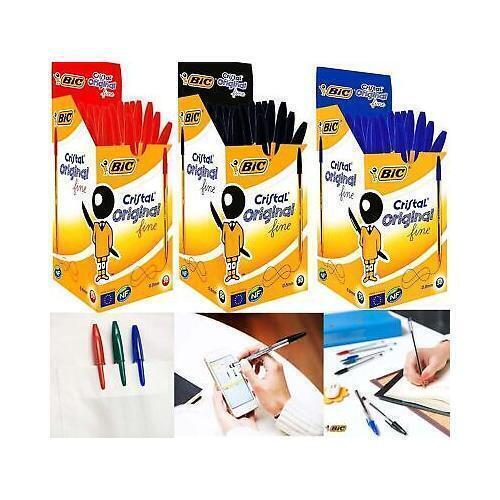 BIC Cristal Medium BallPoint Pens Biros Ball Point Biros Black,Blue,Red ...