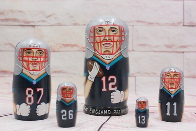 New England Patriots Tom Brady NFL Sport Hand Painted Wooden Nesting ...