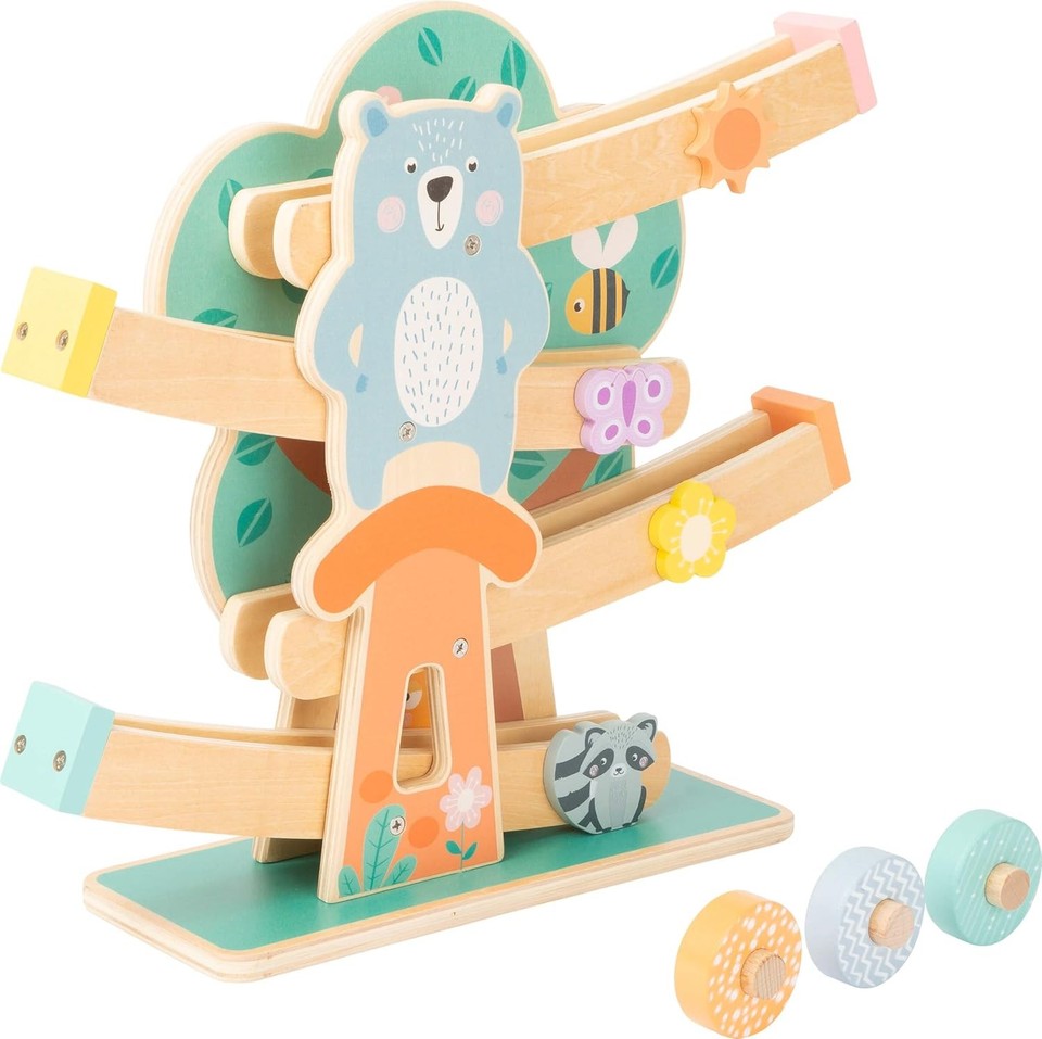 Small Foot 11473 Wooden Marble Run, on 3 wheels and including animal ...