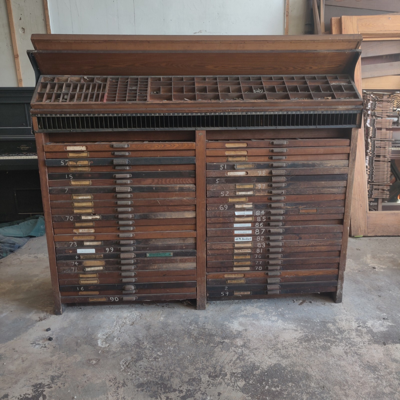 Hamilton Double Slant Top Print Shop Printer Cabinet with Block Sets | eBay