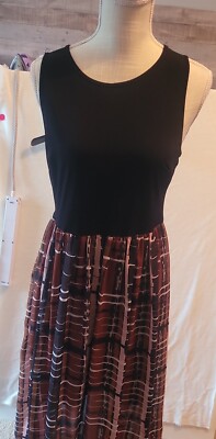 Apt 9 Womens sz M Maxi Dress Colorblock Brown Black Sleeveless Keyhole ...