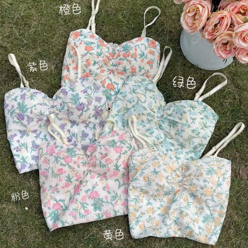 Women's Top Floral Suspender with Chest Pad Beautiful Back Wrap Chest ...