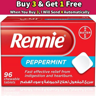 Rennie Peppermint Antacid Relife From Heartburn Indigestion 96 Chewable ...