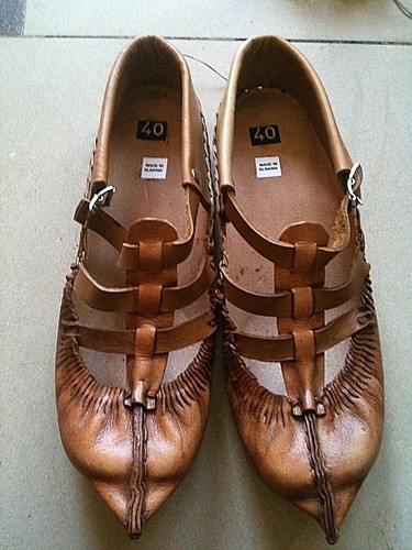 NEW ORIGINAL HANDCRAFTED LEATHER SHOES UNISEX-FOLK SANDALS OPINGA-SIZE ...