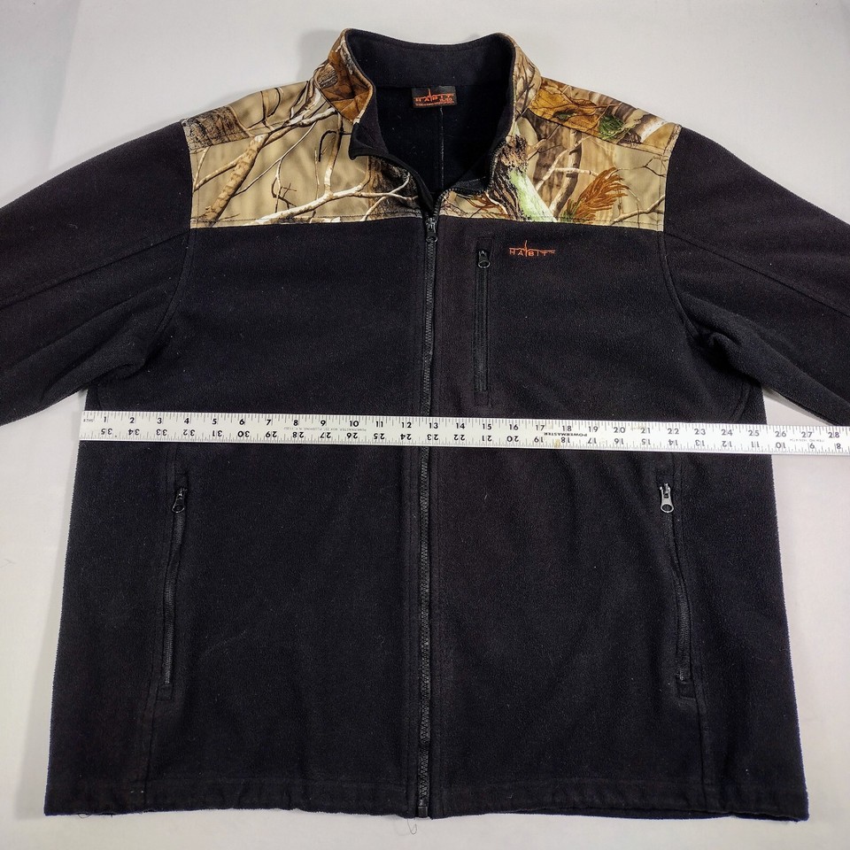 Habit Mens Sz XL Full Zip Fleece Jacket Realtree Camo Black Hunting ...