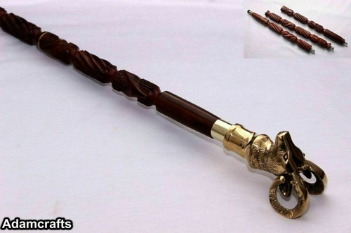 Antique Brass Solid GOAT Head Handle Vintage Victorian Walking Stick ...