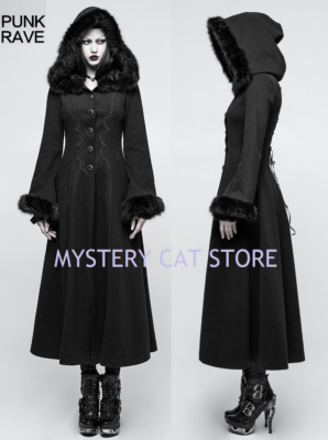 New PUNK RAVE Gothic Victorian Winter Warm Worsted Black Coat Y-796 ...