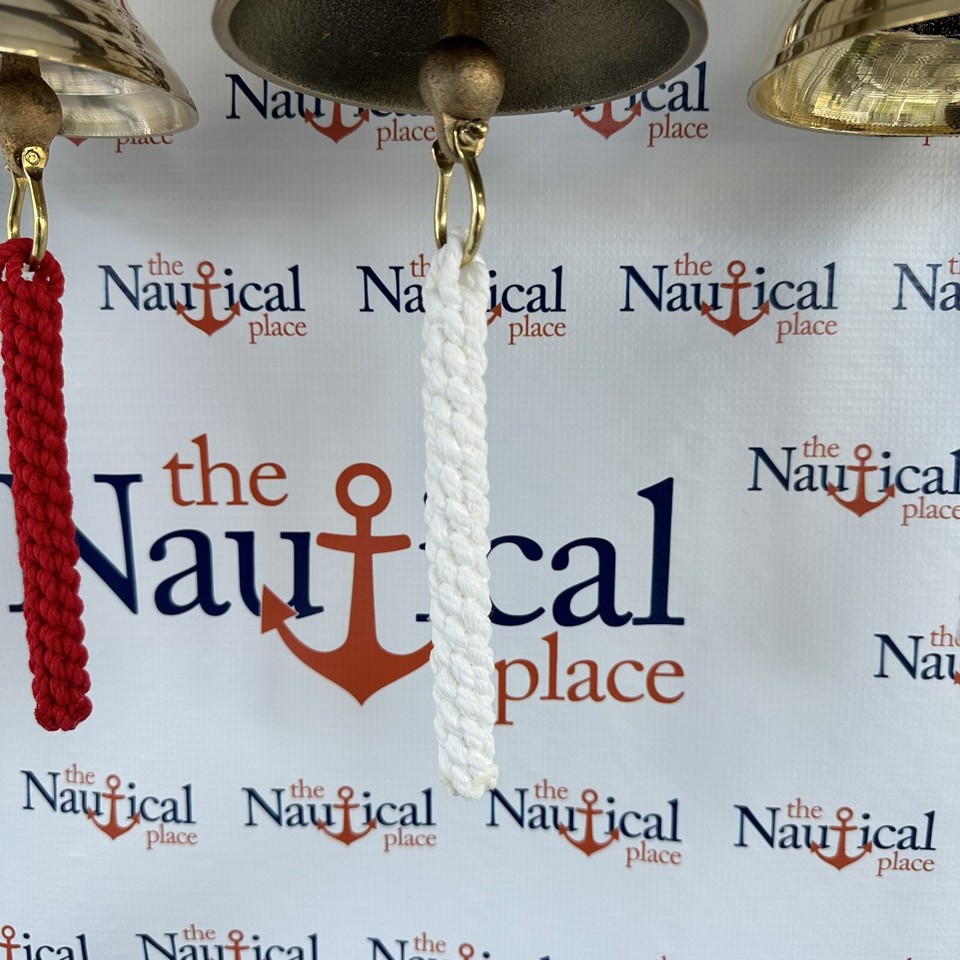 Rope Bell Pull w/ 2 Brass Shackles & Ring, Hand Tied, White, Off White ...
