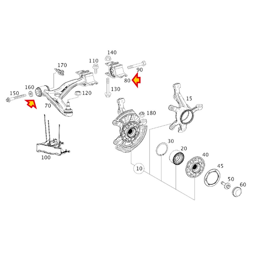 Lower Control Arm Bushings Front Arm Set 2463330114 For Benz W246 W176 ...