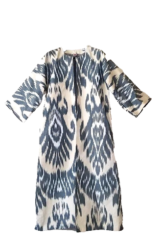 TRADITIONAL CENTRAL ASIAN IKAT DESIGN UZBEK ADRAS COTTON LONG CHAPPAN ...