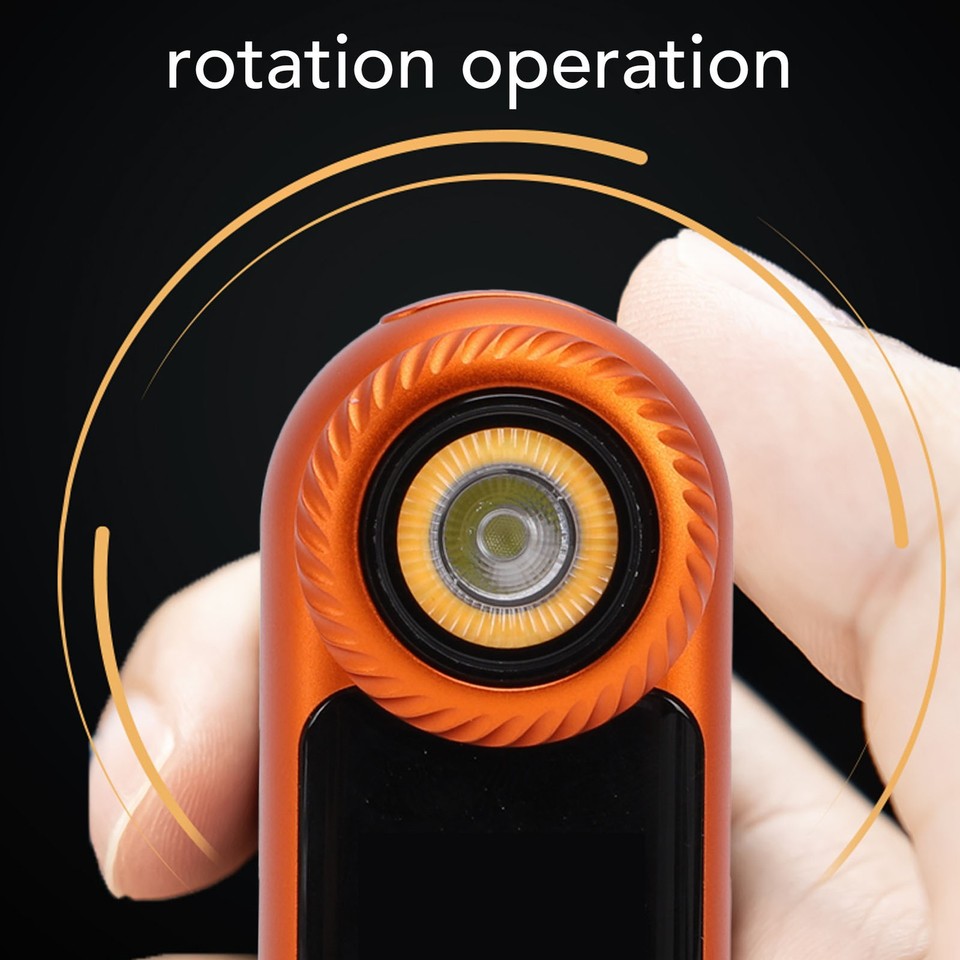 Orange Small LED Flashlight With RGB Pixels Display Aluminum Adjustable ...