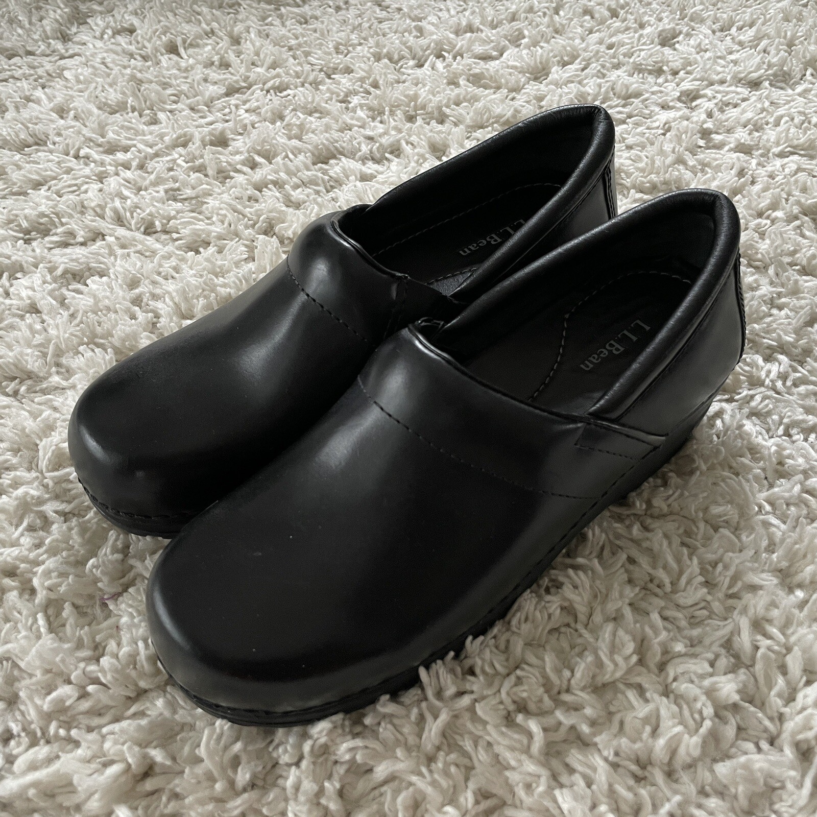 LL Bean Leather Clogs Womens 8.5 M Comfort Professional Nurse Slip On ...