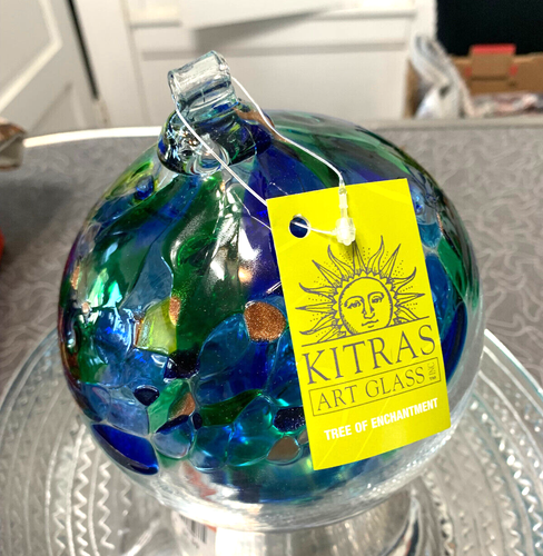 Kitras art glass ball Enchantment Tree of Kindness MIB blue green ...