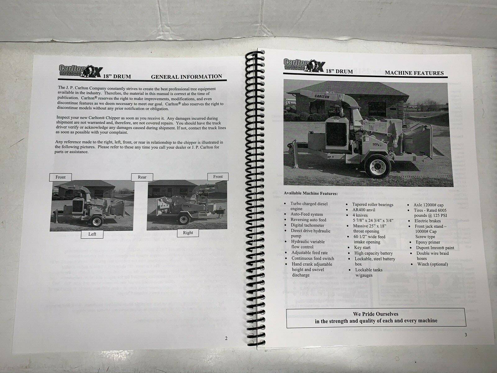 Carlton Model 2518 Drum Style Brush Chipper Owner's Manual Owners ...