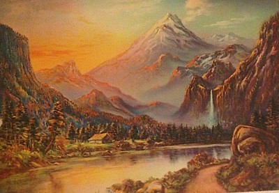 VTG Print Litho Picture 7"X5" Majestic Peaks " Louis F. Dow Co St. Paul ...