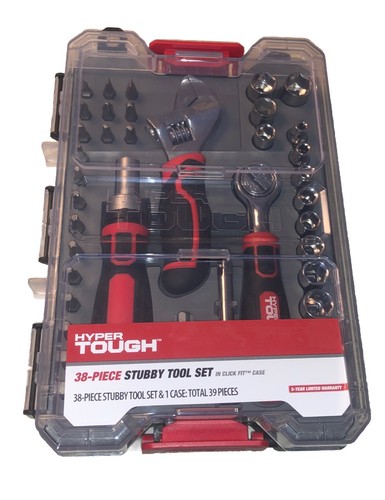 Hyper Tough 38-Piece Stubby Tool Set - Ratchet Screwdriver, Sockets ...