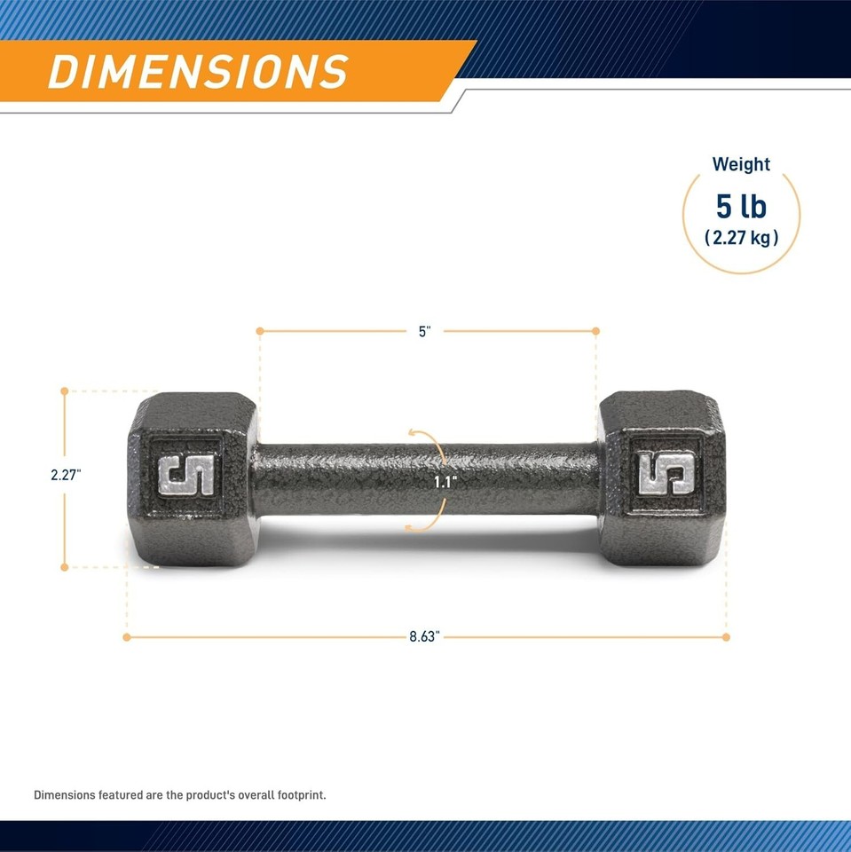 1x Dumbbell Single Cast Iron Hex Dumbbell, 3/5/10/15/20/25/30/35/40lb ...