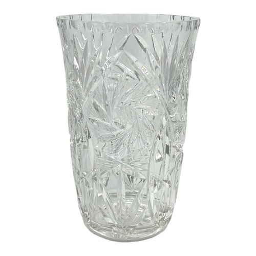 Large 24% Lead Crystal Pinwheel Flower Vase Clear Glass 9-1/8 | eBay