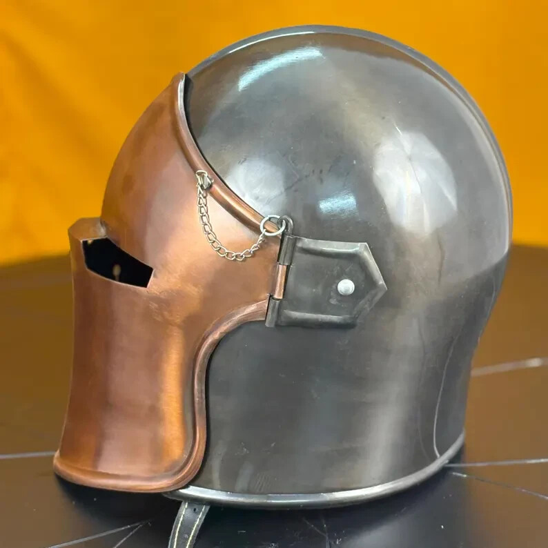 Barbuta Helmet 18G Steel Dual-Tone Copper & Grey Armor Ideal for LARP ...