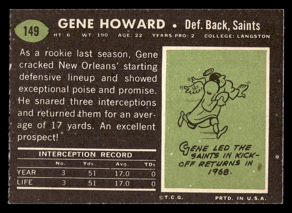 1969 Topps #149 Gene Howard | eBay