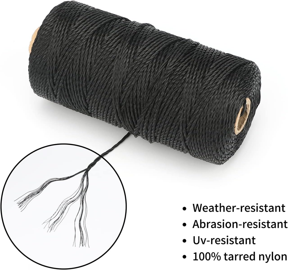 KINGLAKE 426 Feet Nylon Twine #36 Bank Line-Black Nylon String 2Mm-100% ...