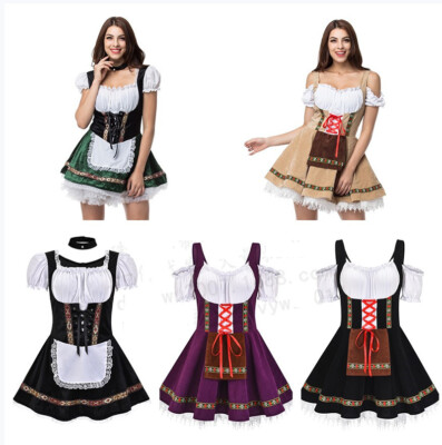 Women's German Bavarian dress apron Halloween fancy beer maid costume ...
